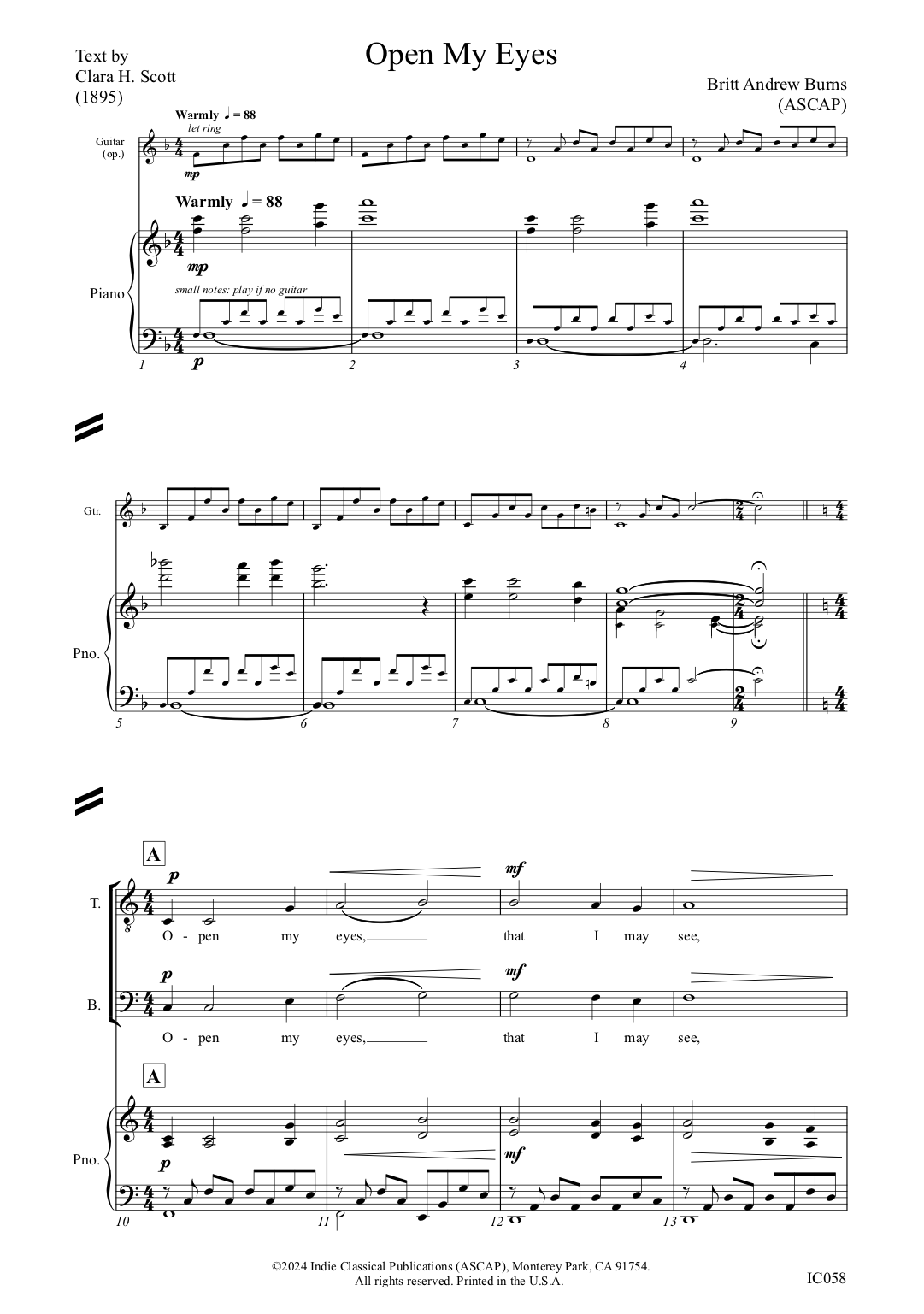Open My Eyes – Britt Andrew Burns Music, All Rights Reserved.